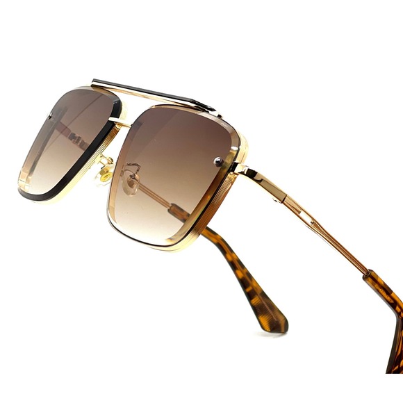 Accessories | Sunglasses Gold Frame Brown Lens Rectangular Fashion Sun ...